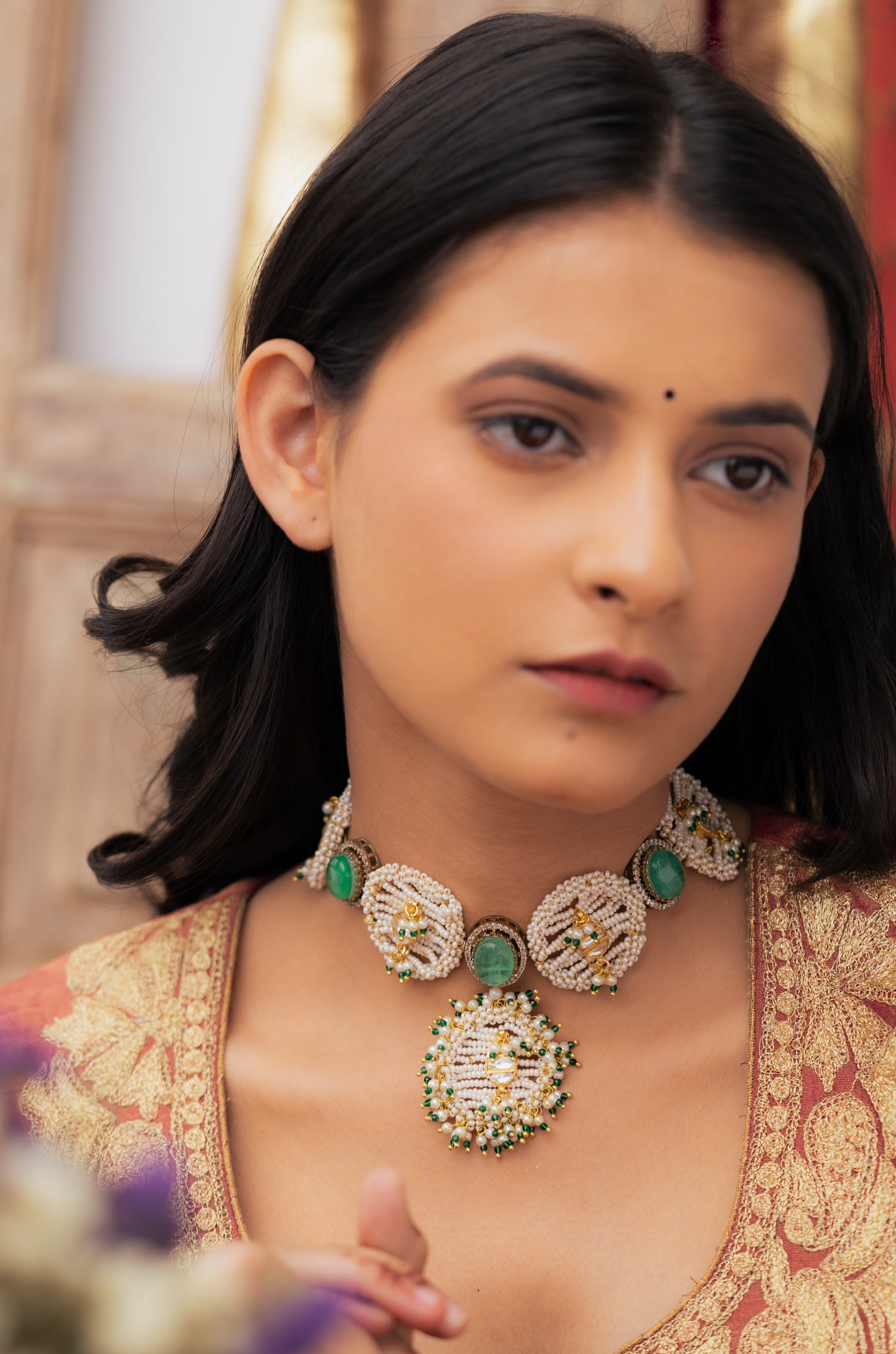 Jivanta Mint Pearls Necklace